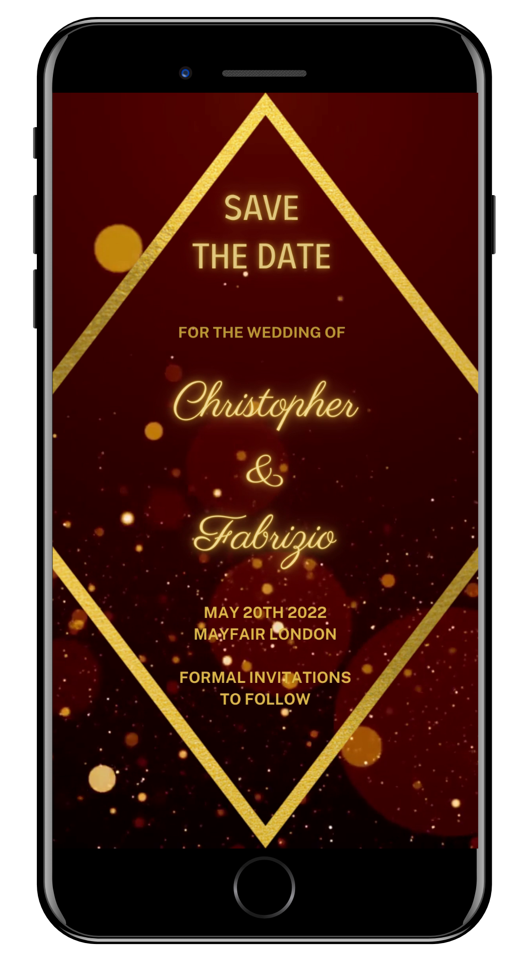 Burgundy Gold Diamond | Save The Date Video Invitation – URCordiallyInvited